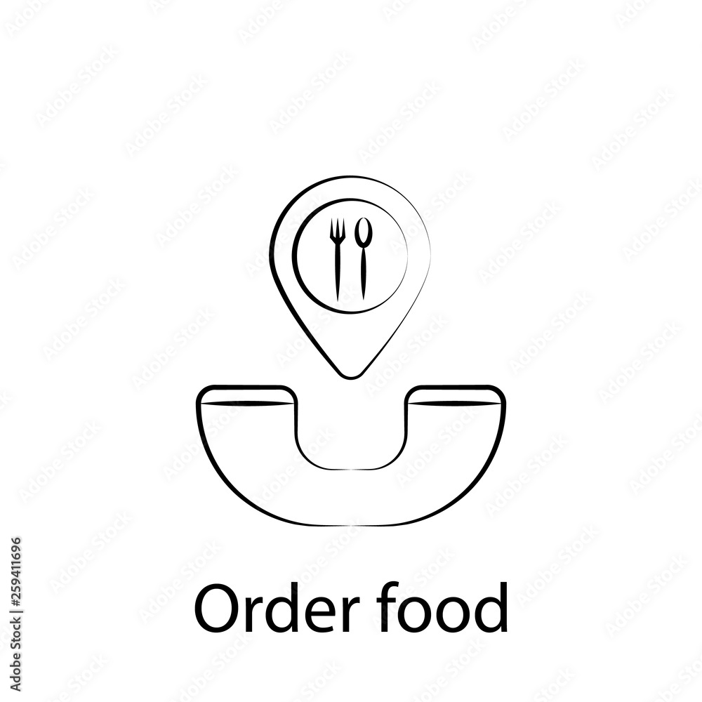fast food phone, order outline icon. Element of food illustration icon ...