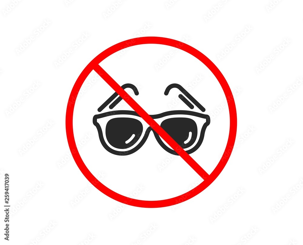 No or Stop. Travel sunglasses icon. Trip sun glasses sign. Holidays ...
