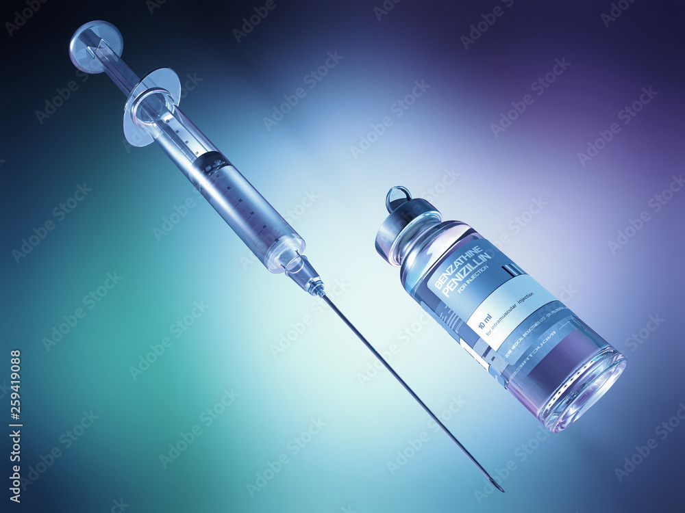 Syringe and a penicillin vial or ampule - 3d illustration Stock ...