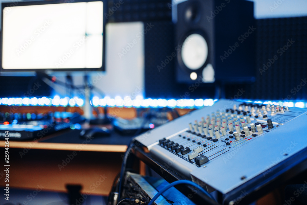 Sound operator and female performer in studio Stock Photo | Adobe Stock