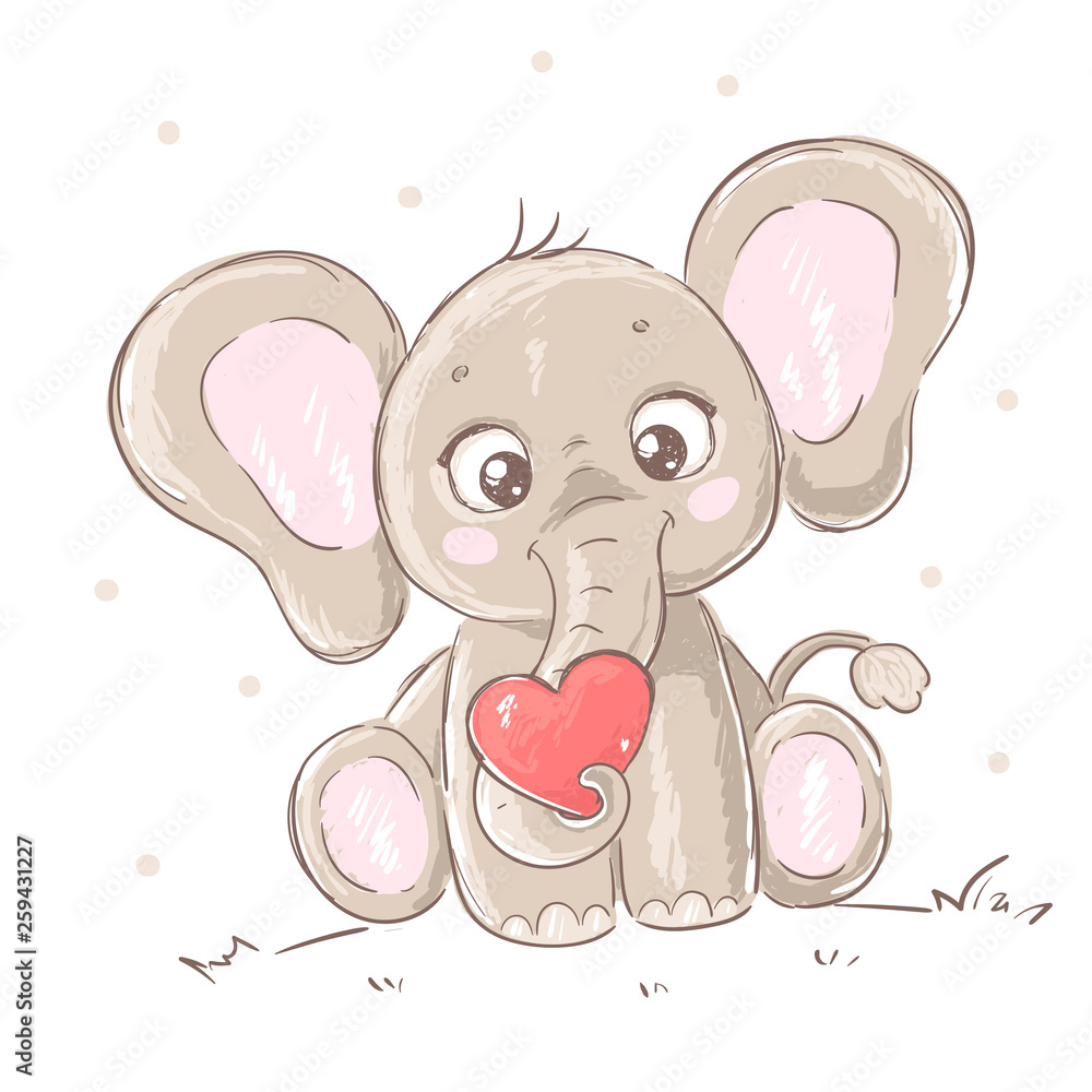 Cute Elephant Heart Cartoon
