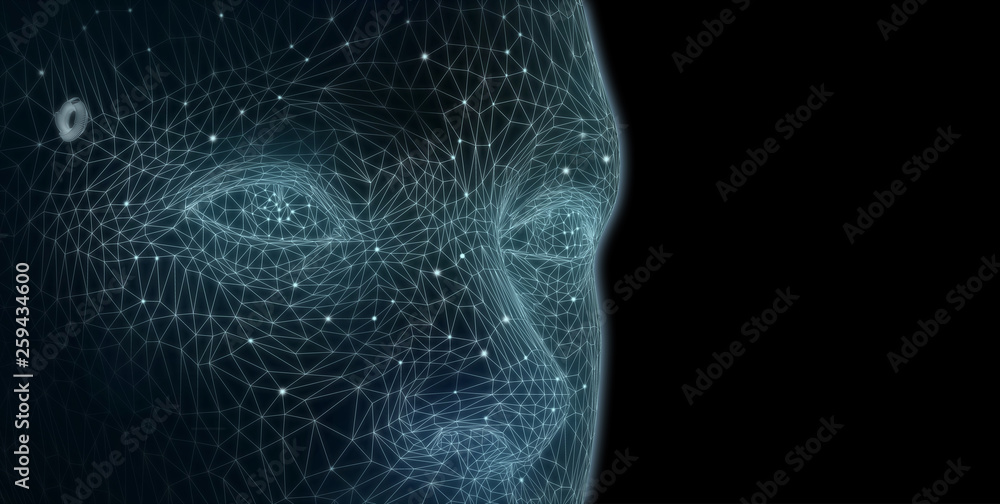 Foto de Polygonal human face with lines and dots. Represent artificial ...