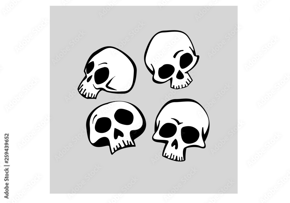 human skull in different angles. vector image for illustration Stock ...