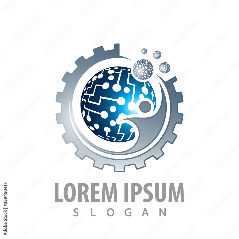 Digital technology people gear concept design. Symbol graphic template ...