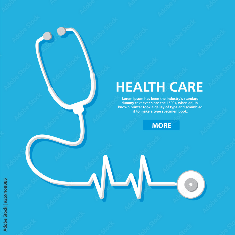 Stethoscope cardiology. Health care pulse.Heart cardiogram.Concept ...