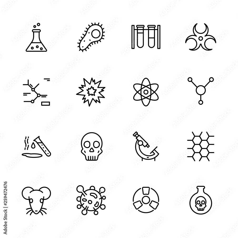 Simple icon set scientific research laboratory. Contains such symbols ...
