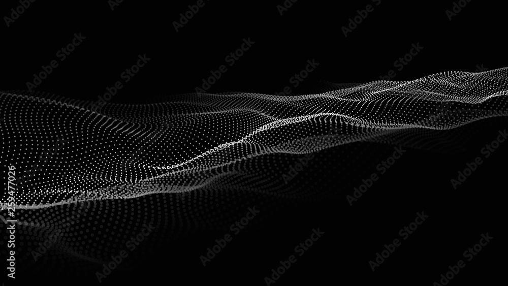 Wave of particles. Futuristic point wave. Vector illustration. Abstract ...