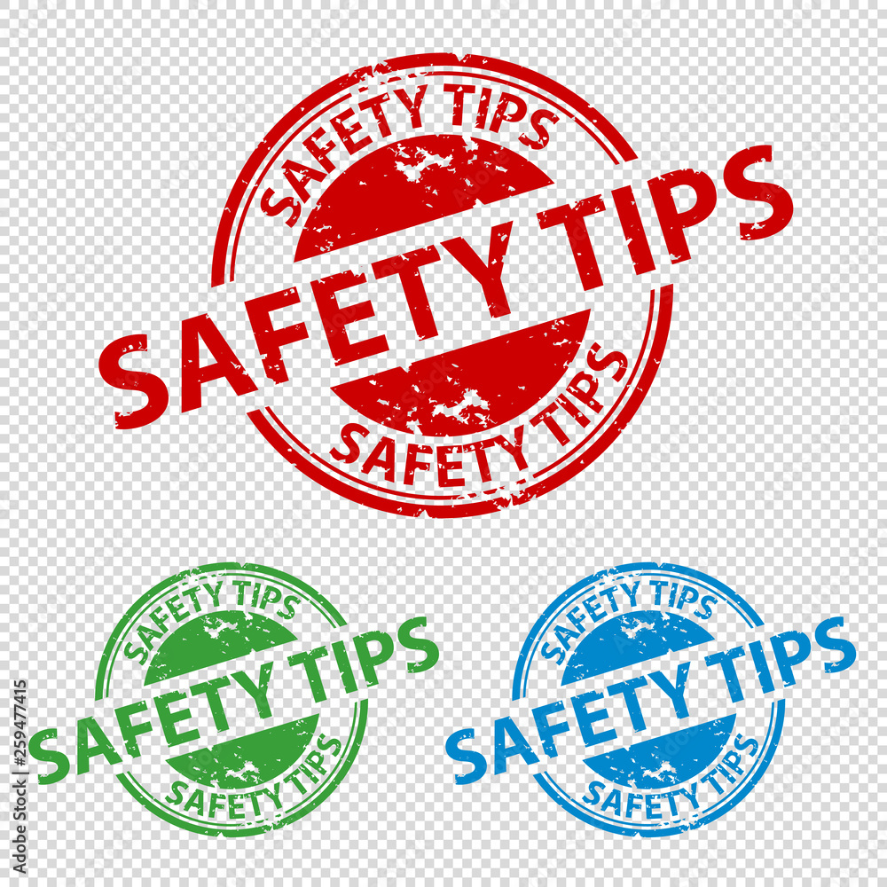 Rubber Stamp Seal Safety Tips - Vector Illustration - Isolated On ...