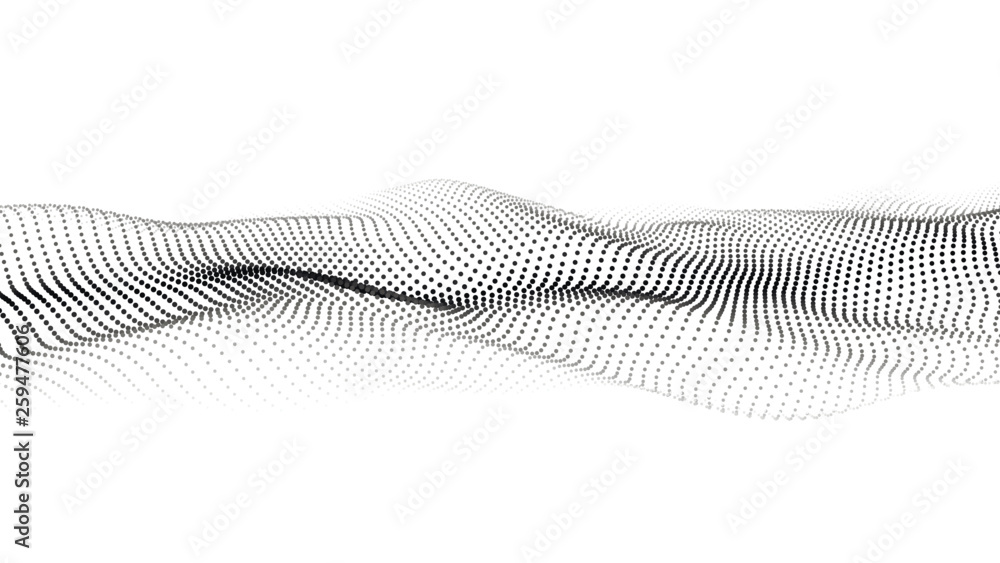 Wave of particles. Futuristic point wave. Vector illustration. Abstract ...