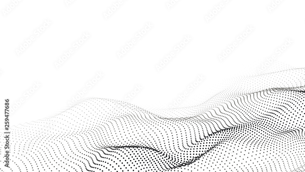 Wave of particles. Futuristic point wave. Vector illustration. Abstract ...