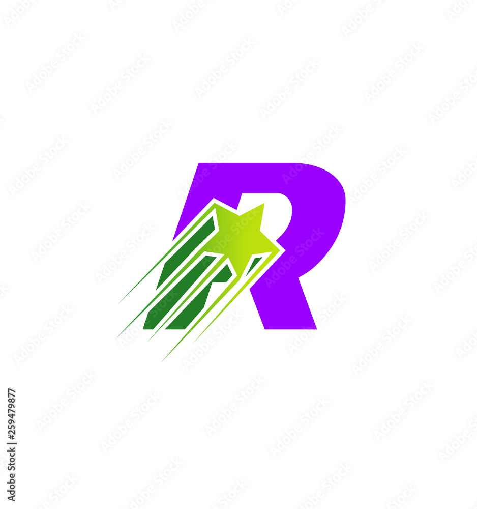 Letter R Star Logo Template Fast Star Motion Stock Vector | Adobe Stock