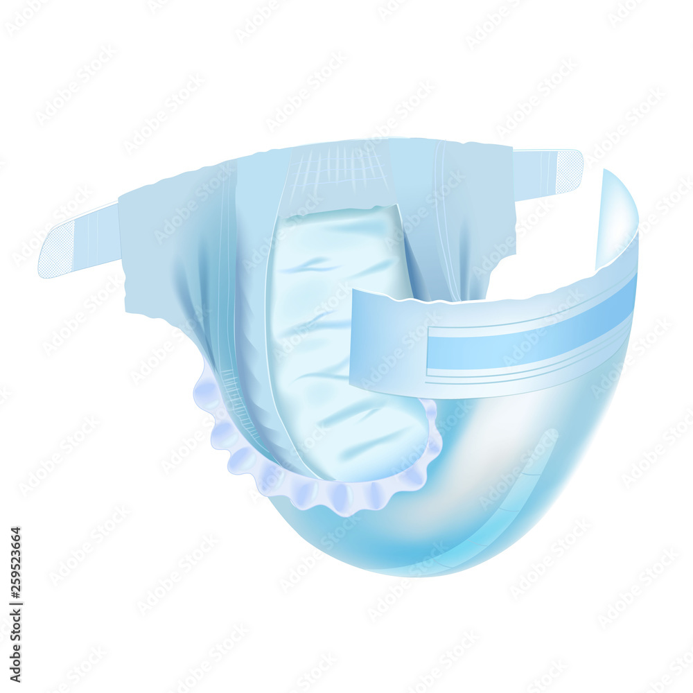 Baby diaper isolated on white background. Realistic vector illustration ...