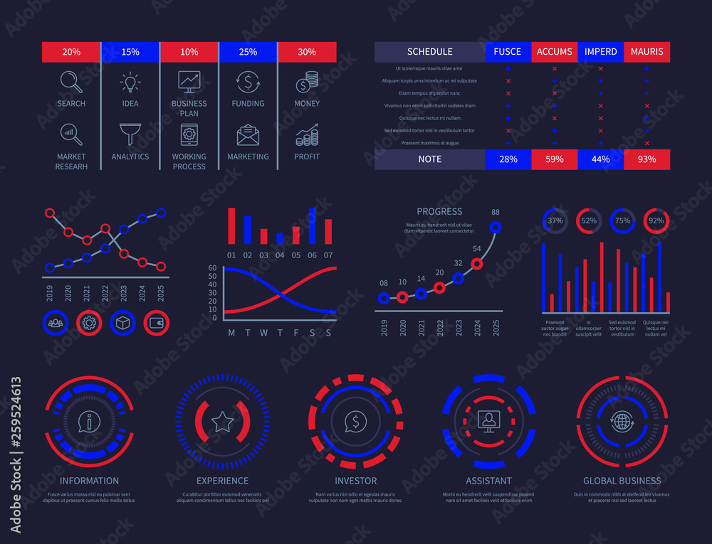 Dashboard infographic hud chart connection analysis illustration data perspective business ...