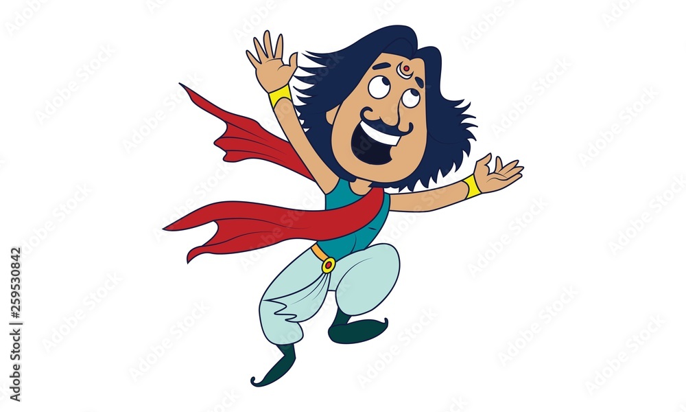 Vector cartoon Illustration Lord Arjuna is laughing. Isolated on white ...