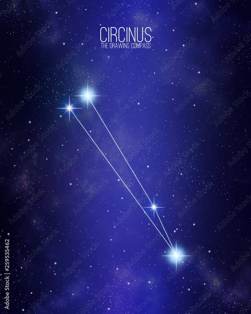 Circinus the drawing compass constellation on a starry space background ...
