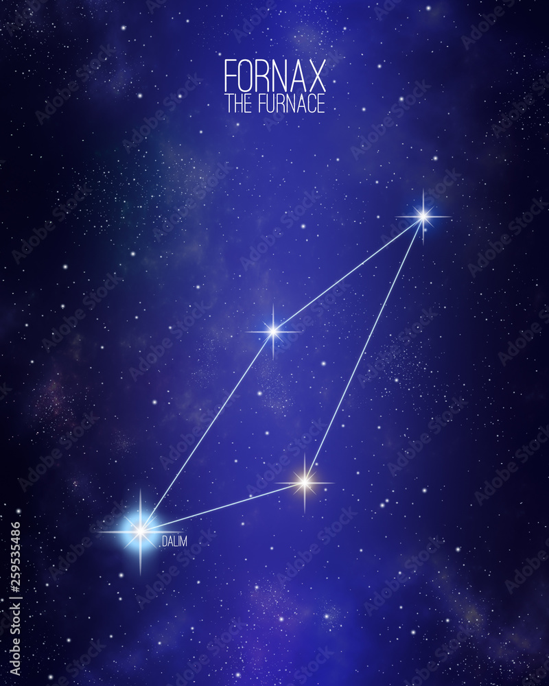 Fornax the furnace constellation map on a starry space background ...