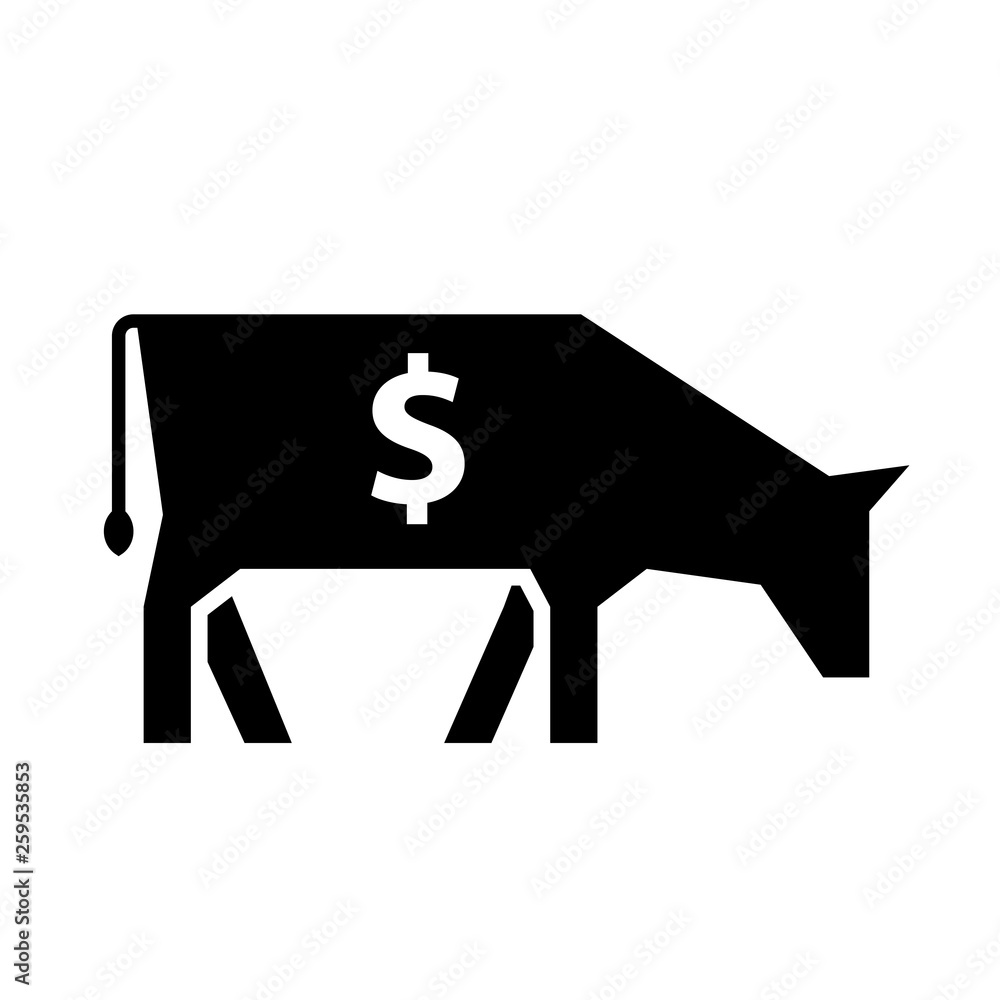 Cash cow silhouette icon. Clipart image isolated on white background ...