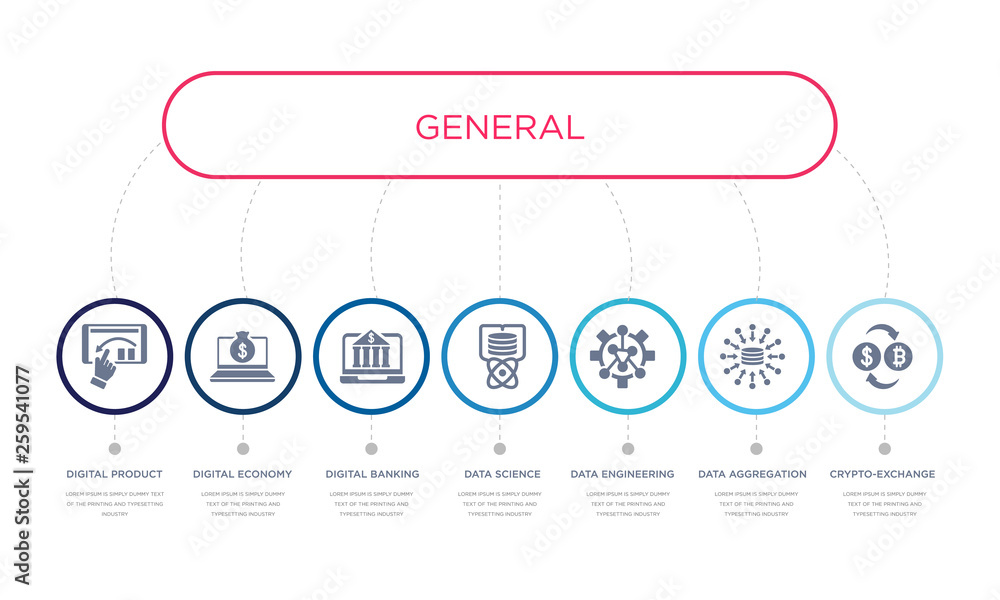 simple illustration set of 7 vector blue icons such as crypto-exchange ...