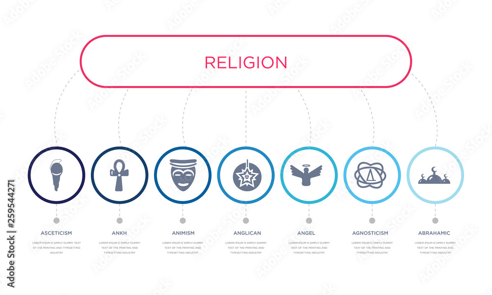 simple illustration set of 7 vector blue icons such as abrahamic ...