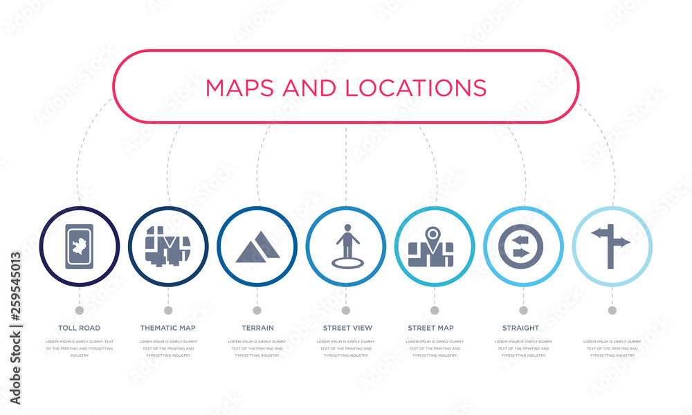 simple illustration set of 7 vector blue icons such as , straight ...
