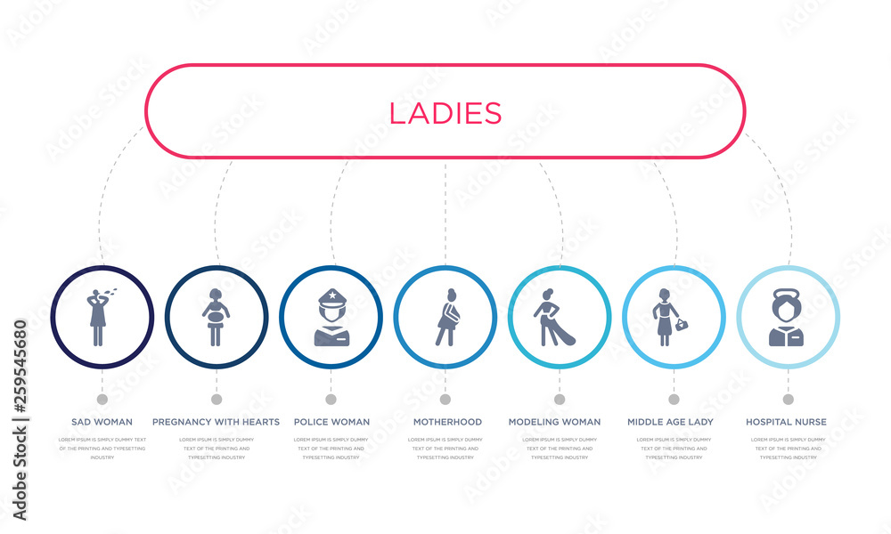 simple illustration set of 7 vector blue icons such as hospital nurse ...