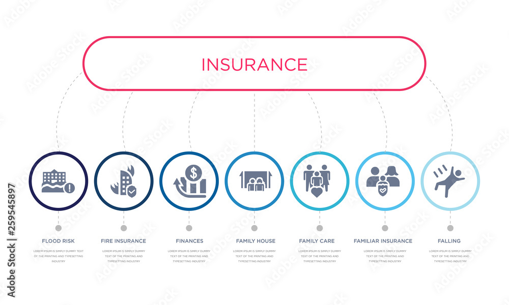 simple illustration set of 7 vector blue icons such as falling ...