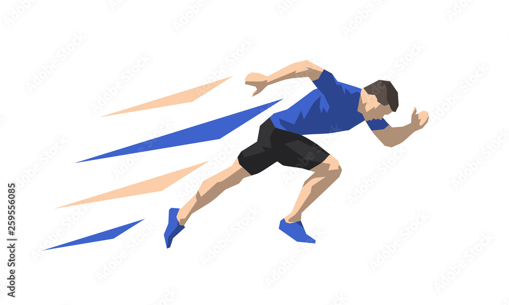Running man, flat design isolated vector illustration. Run, start Stock ...