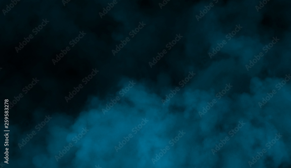 Abstract blue smoke mist fog on a background. Texture background for ...