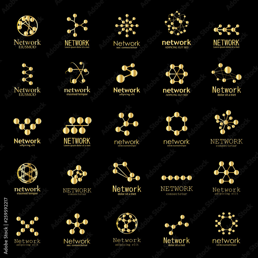 Network And Communication Icon Set - Isolated On Black Background ...