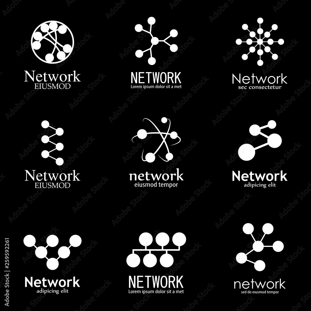 Network And Communication Icon Set - Isolated On Black Background ...