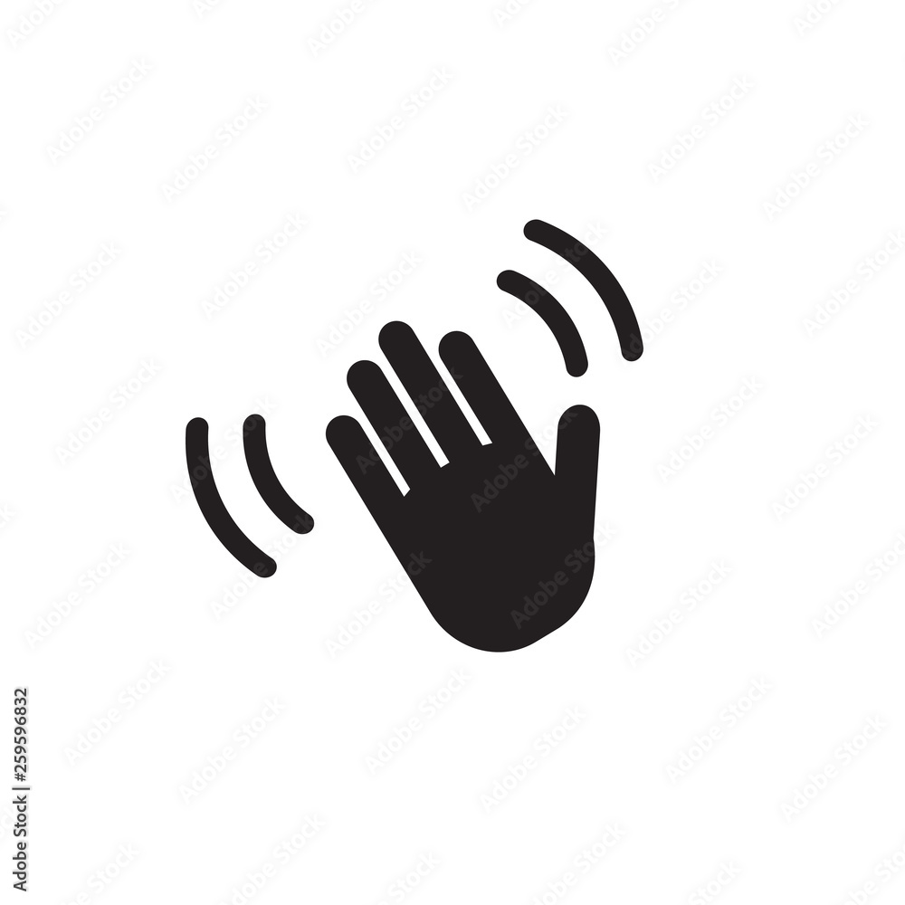 Hand wave waving hi or hello gesture line art vector icon for apps and ...