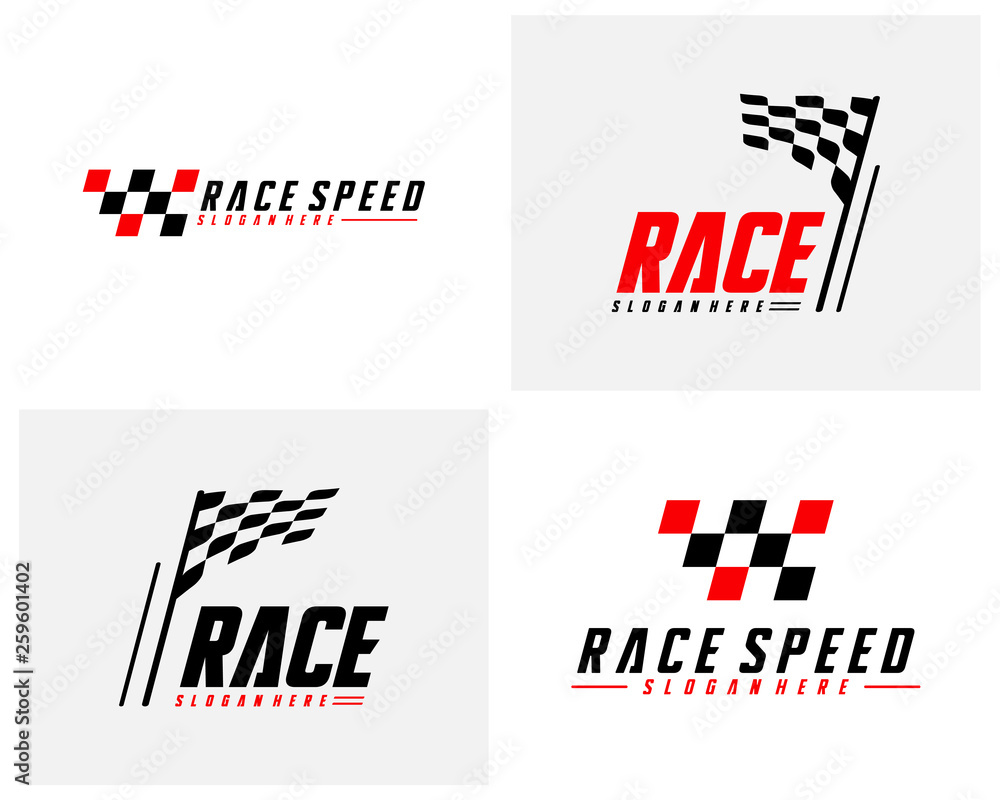 Set of Race flag Design Concepts Icon. Speed Flag Simple Design ...