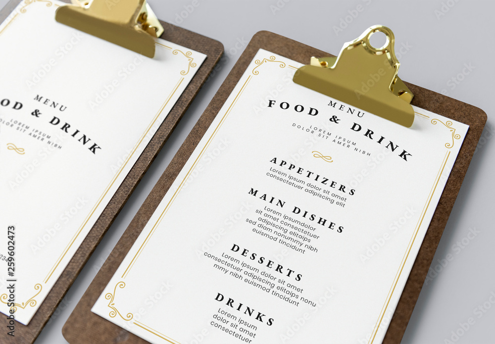 Menu Layout with Tan and Yellow Ornamental Accents Stock Template ...