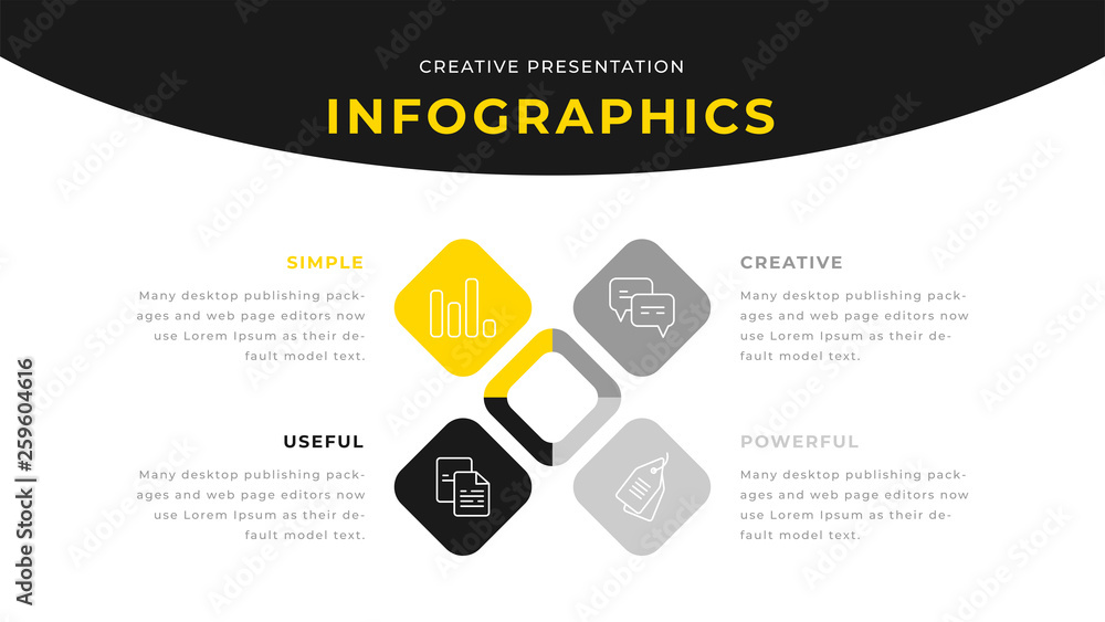 4 option yellow and gray infographic chart diagram business ...