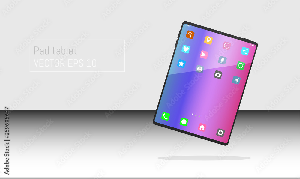 Mockup of Realistic Internet, Web, Pad tablet with wallpaper, app and ...