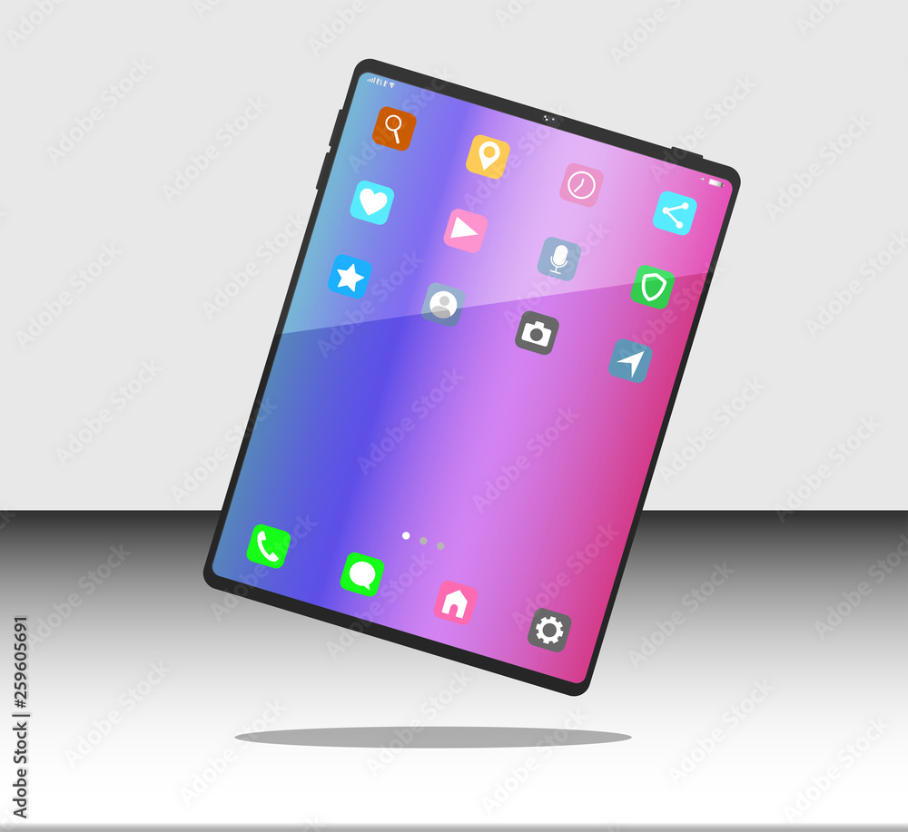 Mockup of Realistic Internet, Web, Pad tablet with wallpaper, app and ...