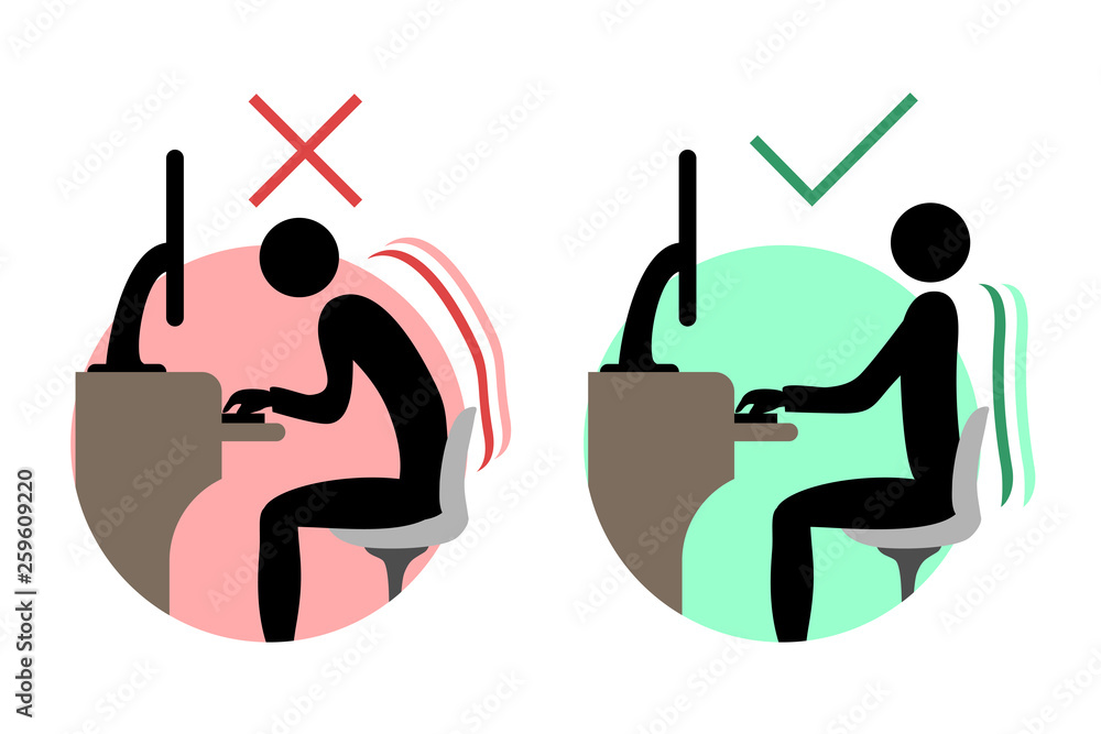 good and bad back sitting symbols Stock Vector | Adobe Stock