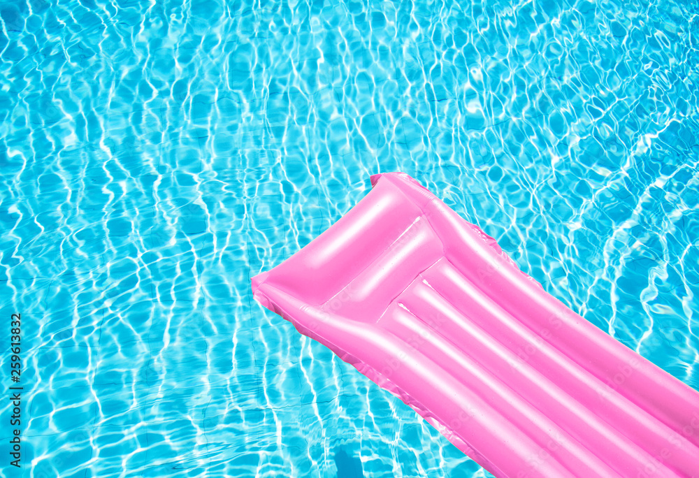 Beach summer holiday background. Inflatable air mattress on swimming ...