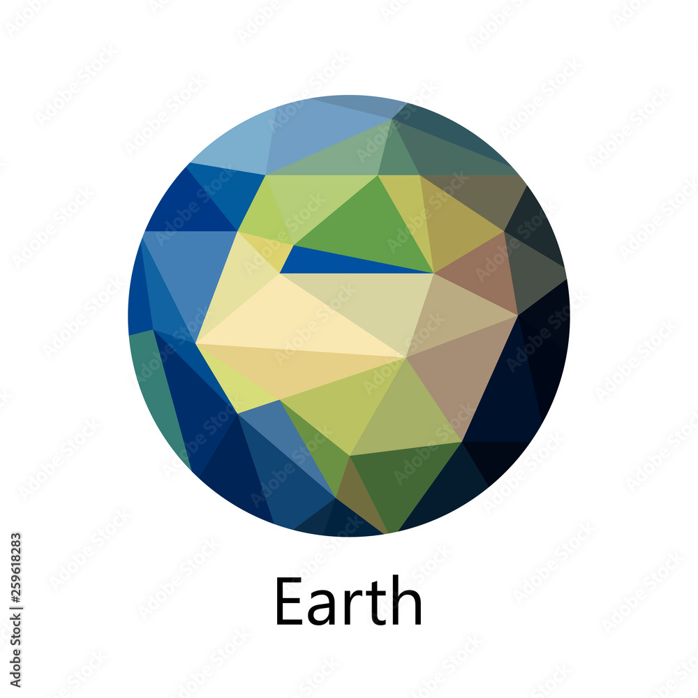 Earth. Triangle polygonal silhouette of solar system planet. Polygon ...