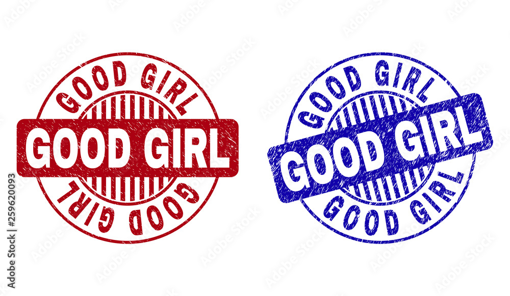 Grunge GOOD GIRL round stamp seals isolated on a white background ...