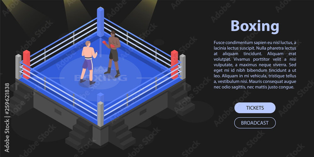 Boxing fight concept banner. Isometric illustration of boxing fight ...