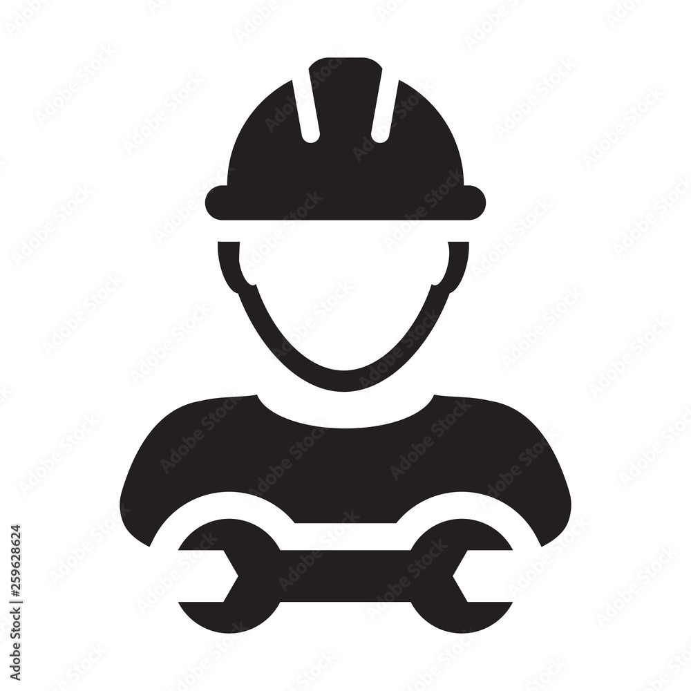Contractor icon vector male worker person profile avatar with hardhat ...