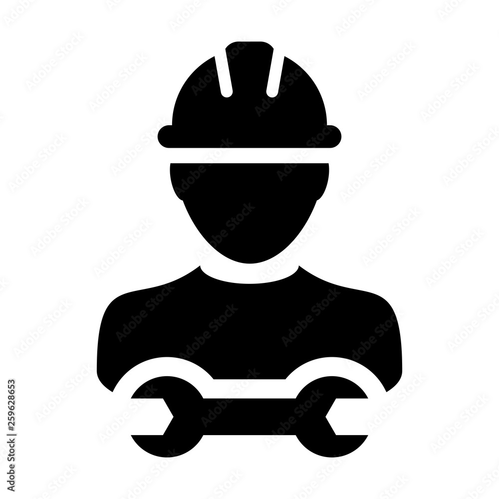Safety worker icon vector male construction service person profile ...