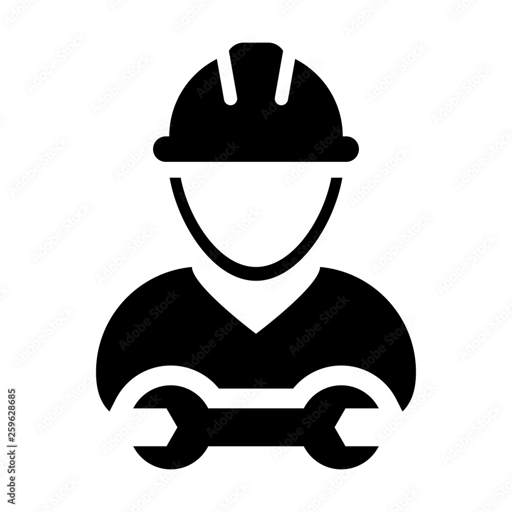 Employee icon vector male construction worker person profile avatar ...