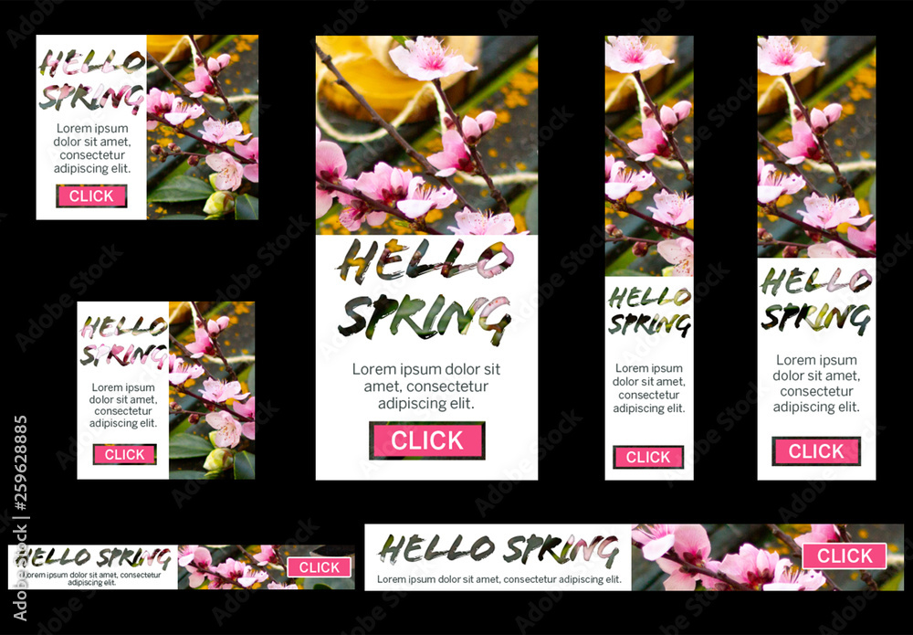 Springtime Web Banner Set Stock Template | Adobe Stock
