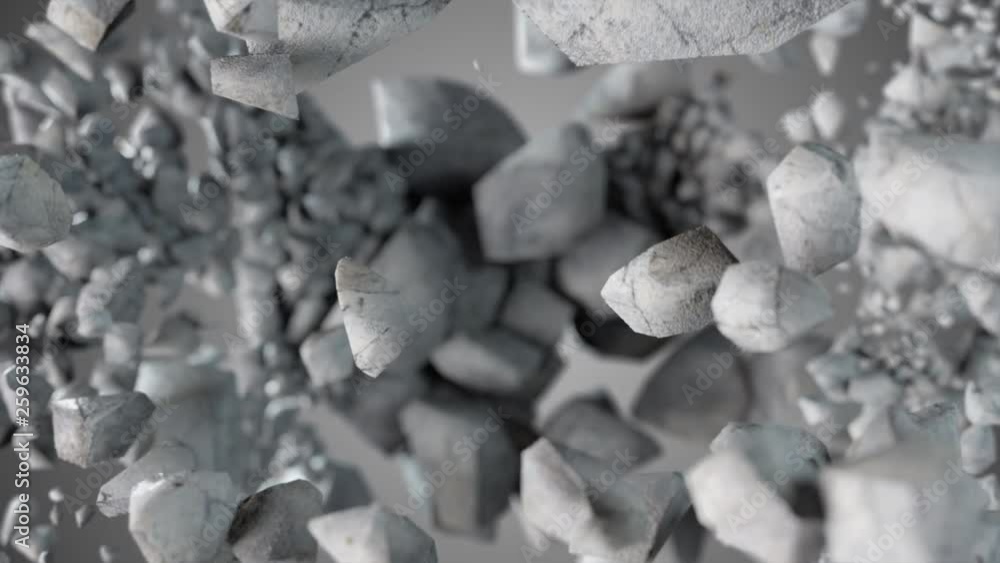 Explosion and destruction of the stone sphere in slow motion cg 3d ...