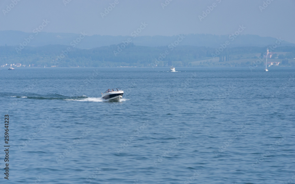 Mit dem Motorboot auf dem Bodensee Stock Photo | Adobe Stock