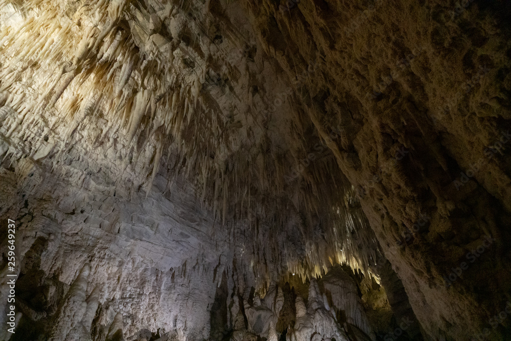 Stalactites in Ruakuri Cave in Waitomo in New Zealand Stock Photo ...