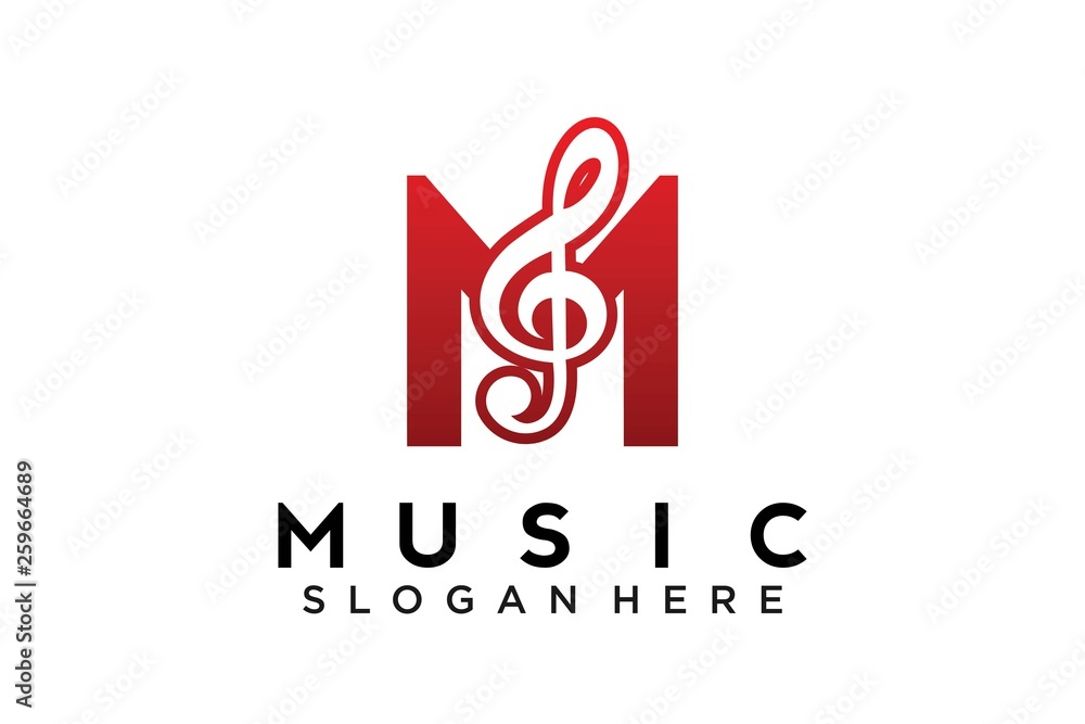 letter m music logo design Stock Vector | Adobe Stock