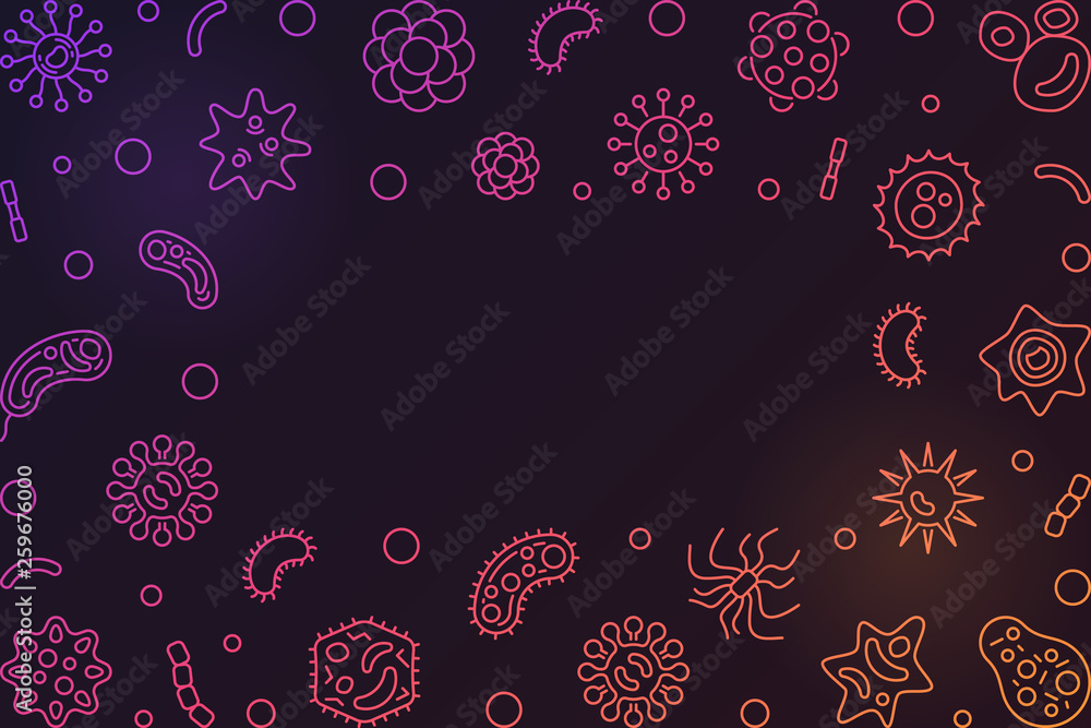 Bacterium microbiology bright horizontal frame with empty space for ...